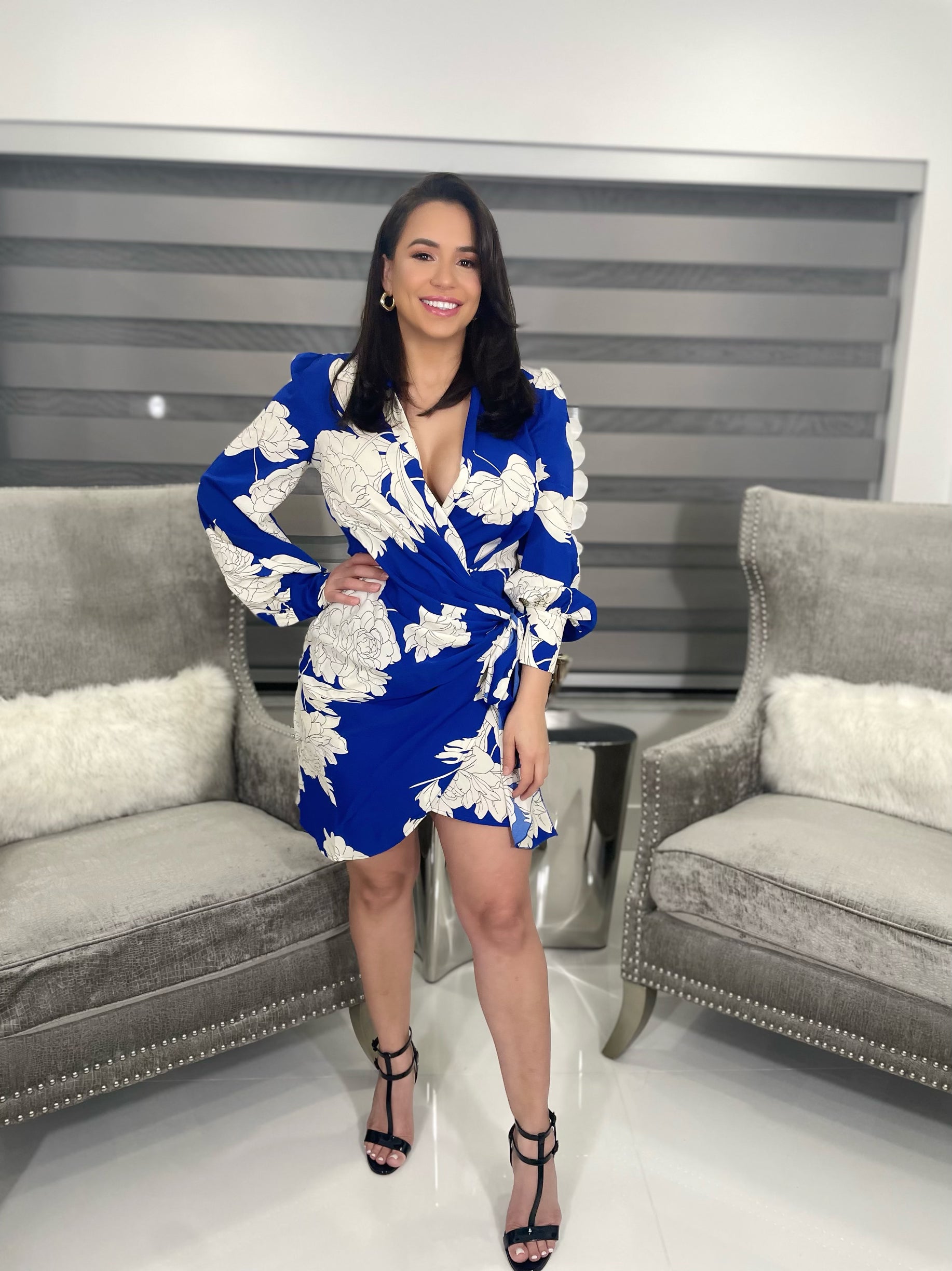 Royal Flora Wrap Dress – LA VERT BOUTIQUE